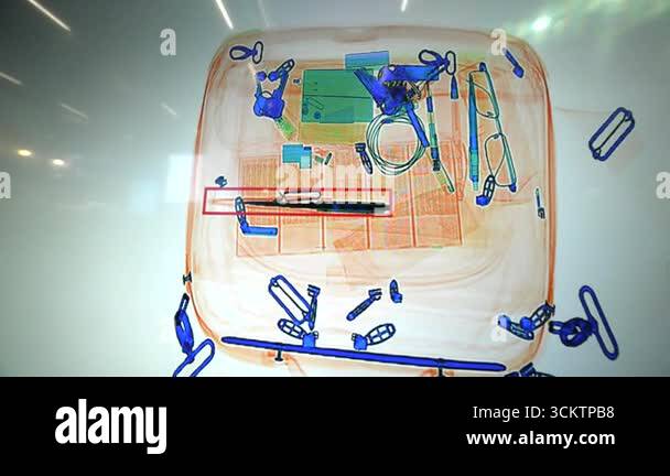 Modern Security System in Airport: Luggage X-Ray Scan of Passengers Bag ...