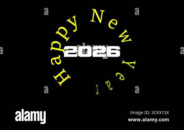 Vibrant 2026 New Year countdown animation with dynamic swirling text on ...