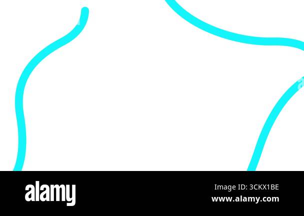 Animated blue decorative wavy lines is drawn. Linear background with ...