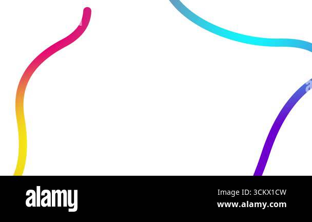 Animated colorful decorative wavy lines is drawn. Linear background ...