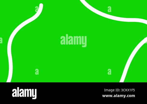 Animated white decorative wavy lines is drawn. Linear background with ...