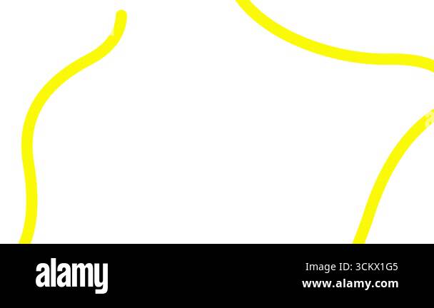Animated yellow decorative wavy lines is drawn. Linear background with ...