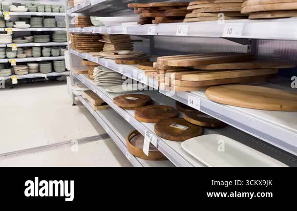 Wooden boards displayed in a store aisle Stock Video Footage - Alamy