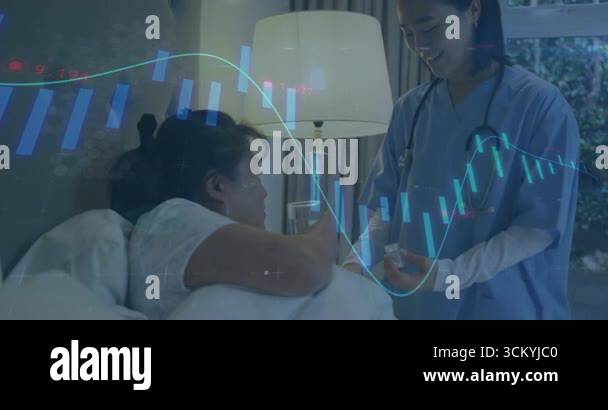 Nurse administering medication after patient reaching cup for health ...