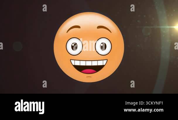 Opening yellow emoji raising brows and clenching, snapping open and ...