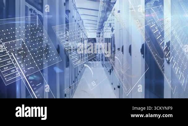 Server aisle initiating panels forming grids growing gauges sweeping ...