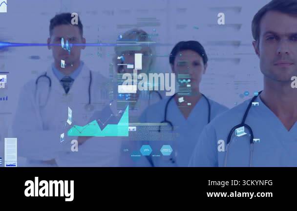 Animation of data processing over diverse doctors and health workers ...