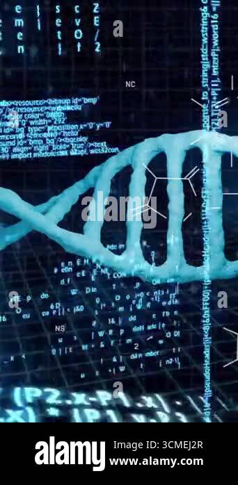 Animation of dna strands and data processing over chemical formula ...