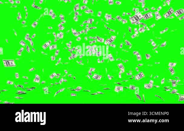 American dollar bills falling on green screen background Stock Video ...