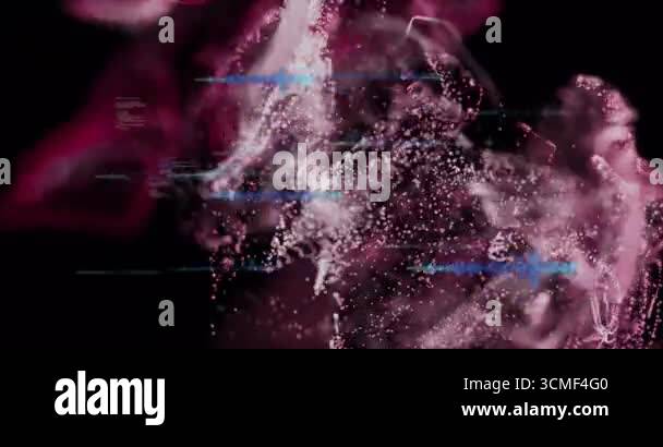 Glowing pink cloud swirling in void, glitching waveforms emerging and ...