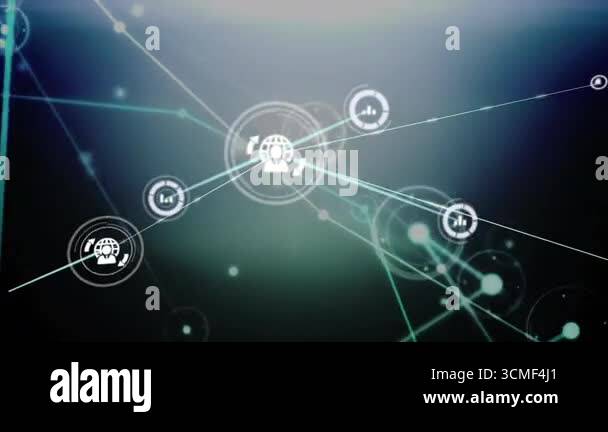 Opening background, illuminated node spawning circles, globe node ...