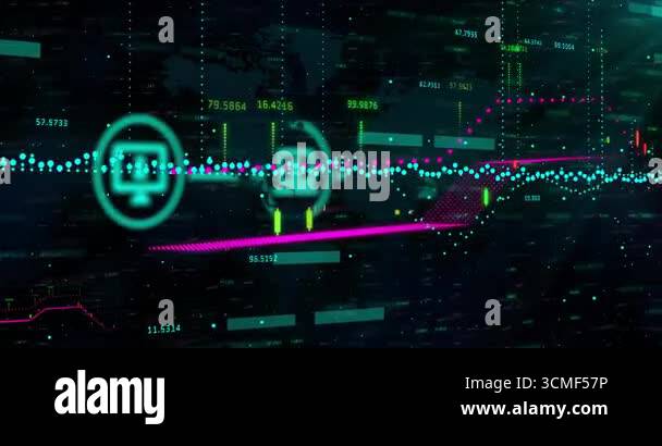 Initiated by monitor icon fading, icons appearing, data waves rising ...
