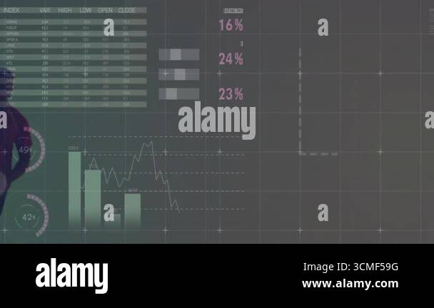 Silhouette resolving into male athlete diving across data view with data overlays for catching ...