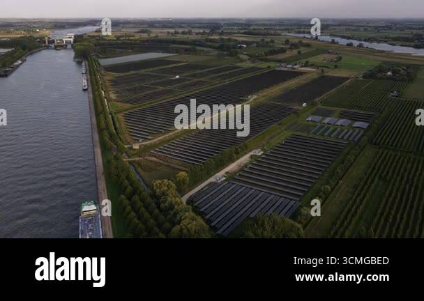 Solar panel field at Wijk bij Duurstede, The Netherlands. Energy from ...