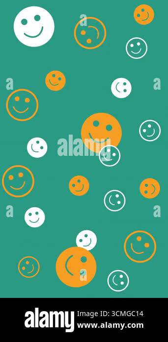 Seamless loop animation of orange and white smiley faces rotating ...