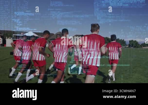 Coach signaling start sending players jogging over hurdles with digital ...