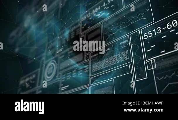 Black void emerging triggers floating data panels showing codes rotating and drifting toward ...