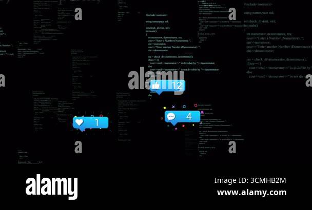 Opening C++ code backdrop showing thumbs-up fading floating icons with ...