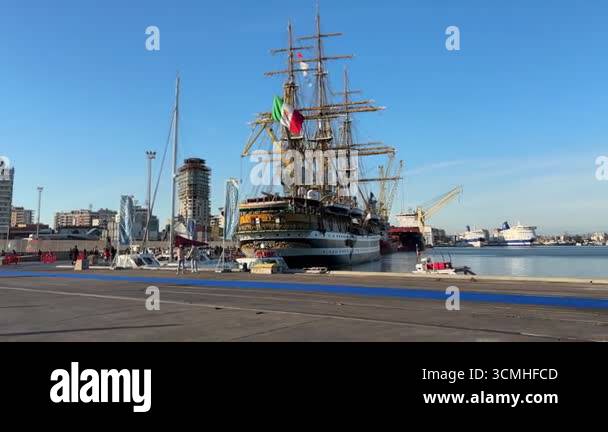 The iconic Italian sail training ship Amerigo Vespucci is majestically ...