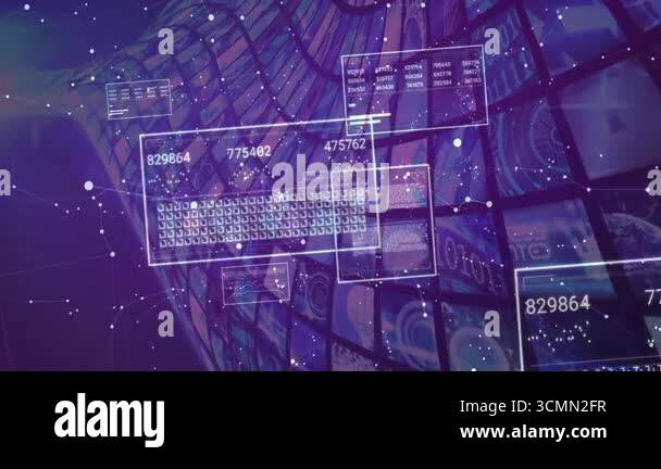 Cluster of translucent panels floating into view initiating grids updating displaying live ...