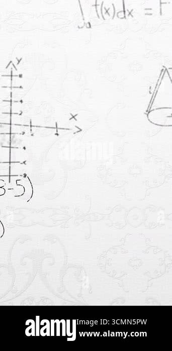Digital animation of mathematical equations and formulas floating ...