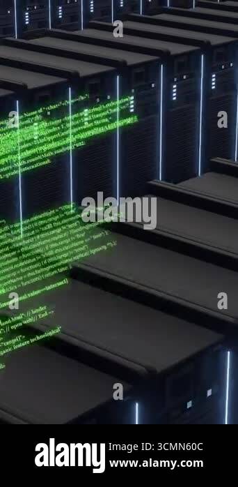 Animation of digital data processing over computer servers. Global ...