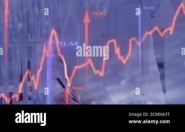 Animated line graph initiating writing notes, scientist grabbing tube ...