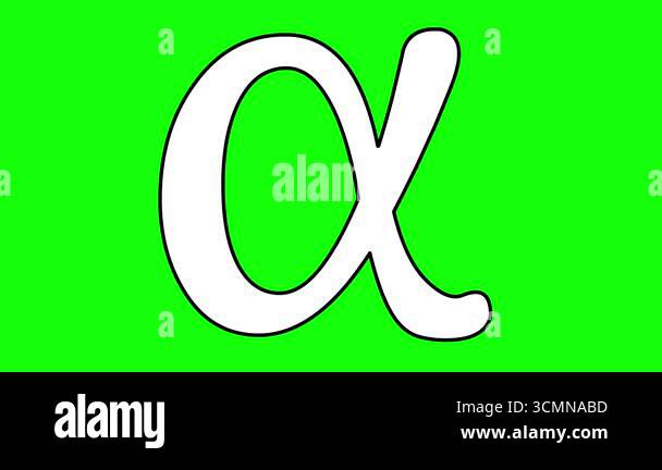video animation drawing black and white alpha symbol greek letter, on a ...