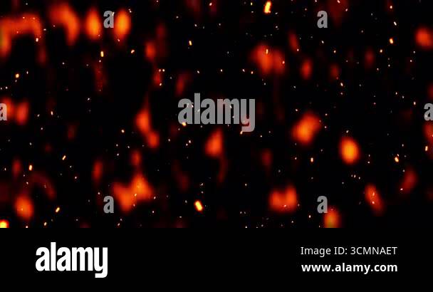 Realistic surreal ember fire dust slowly rising up with smoke in black ...