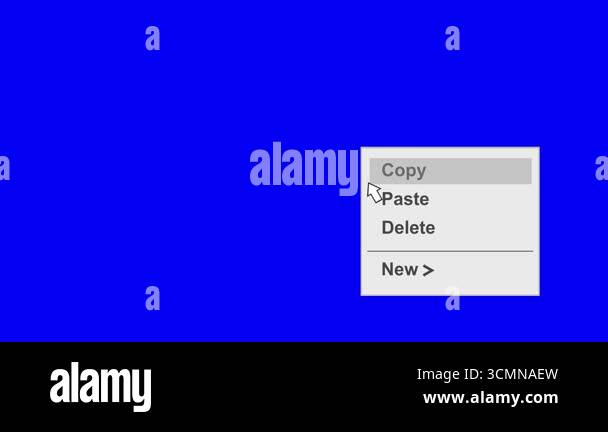 video animation pop-up menu contextual paste option computer folder ...