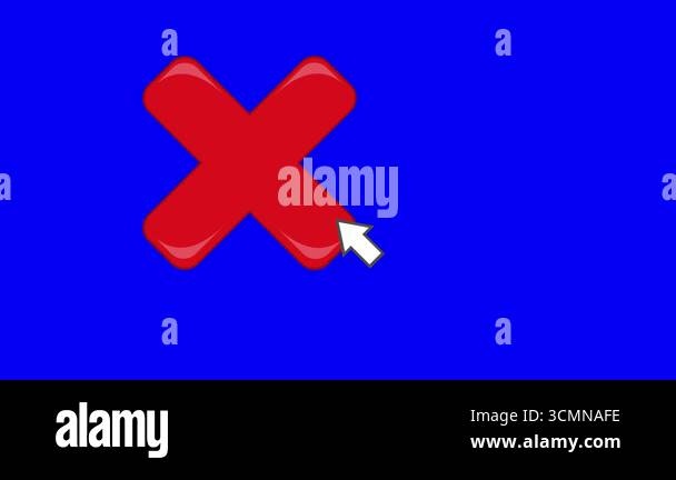 video animation click cancel reject cross button digital, on a blue ...