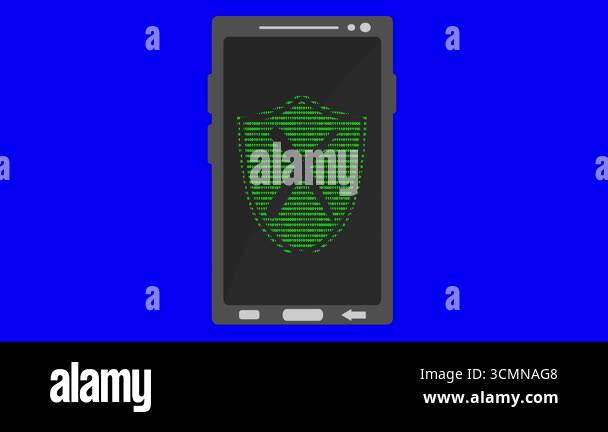 video animation mobile phone shield and cross designed with numbers 0 ...