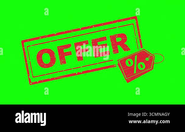 video animation red rubber stamp offer text and label tag with ...