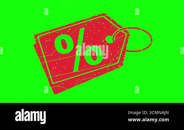 video animation red rubber stamp label tag with percentage symbol, in ...