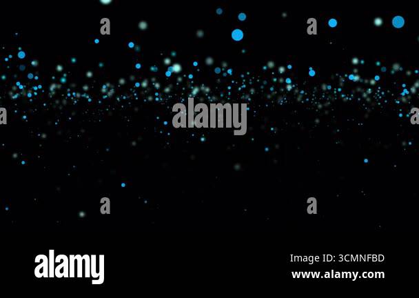 Abstract animation loop blue bokeh particles glow flow up on black ...