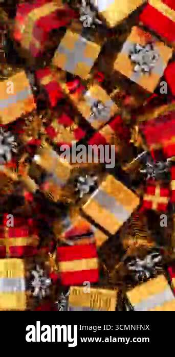 Christmas themed video transition with lots of gift packages falling ...