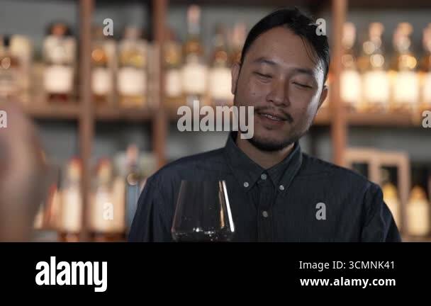 Night club concept of 4k Resolution. Asian business men having a ...