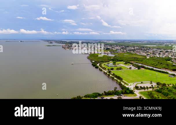 Merritt Island Florida on the Banana River. 4k 24p aerial drone video ...