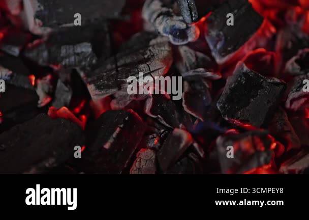 Slow-motion shooting of glowing embers. High quality 4k footage Stock ...