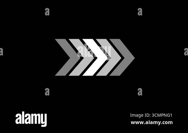 Abstract glitch art showing a chevron icon. Flashing directional arrow ...