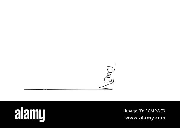 Animated self drawing of continuous line draw two young male ice hockey ...
