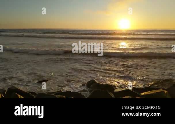 Southern California beaches north of San Diego. Shoreline sunsets ...