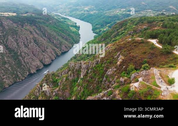 Aerial view of the stunning Sil Canyon in Parada de Sil, Ourense ...