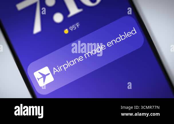 Airplane mode enabled on the smartphone screen close up 4k footage ...