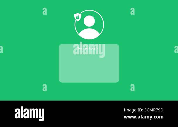 Secure login user interface infographics floating on the green screen ...