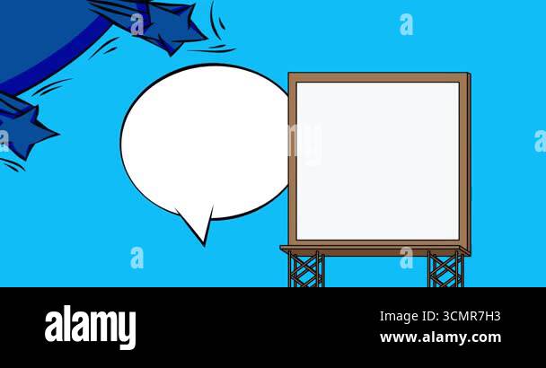 Cartoon Billboard with blank speech bubble, comic book video. Retro ...