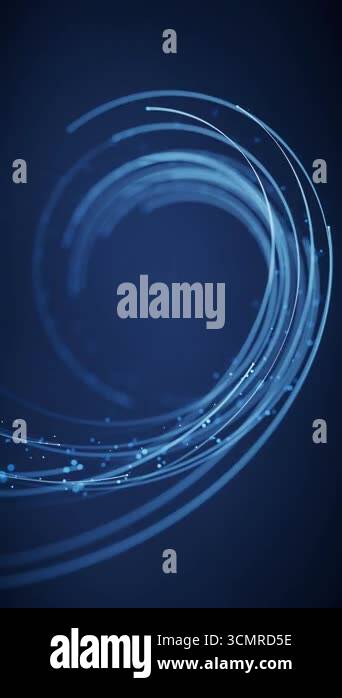 Rotating glowing vortex lines and particles background, 3d rendering ...