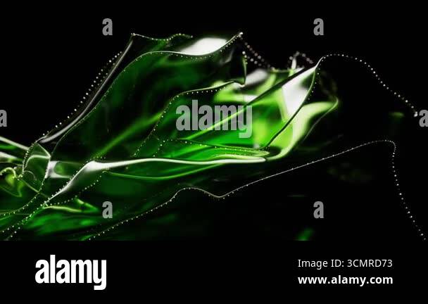 Flowing transparent green multilayer cloth background, 3d rendering ...