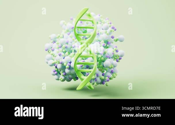 Biological DNA and organic protein structure, 3d rendering Stock Video ...