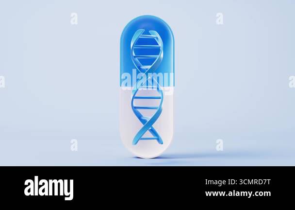 Medical capsule with DNA inside, 3d rendering Stock Video Footage - Alamy